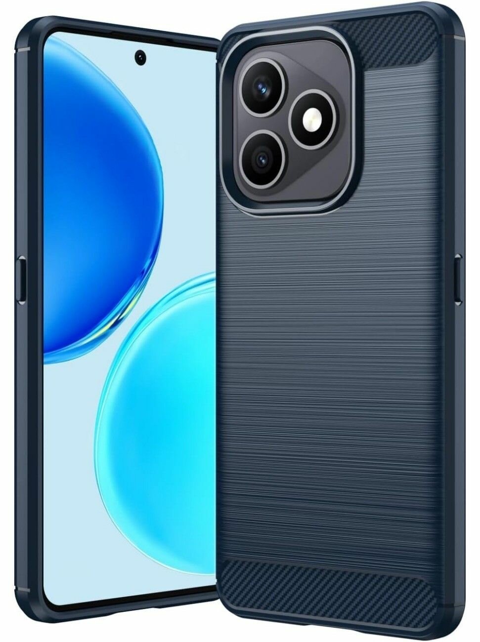 Чехол на Honor X8d силиконовый карбон сталь синий противоударный
