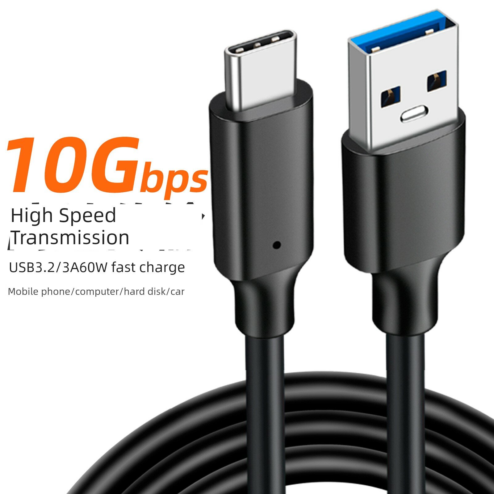 USB 3.2 Gen 2 Type-C к Type-C кабель с высокой скоростью 10Gbps и быстрой зарядкой 60W 3A для мобильных жестких дисков,