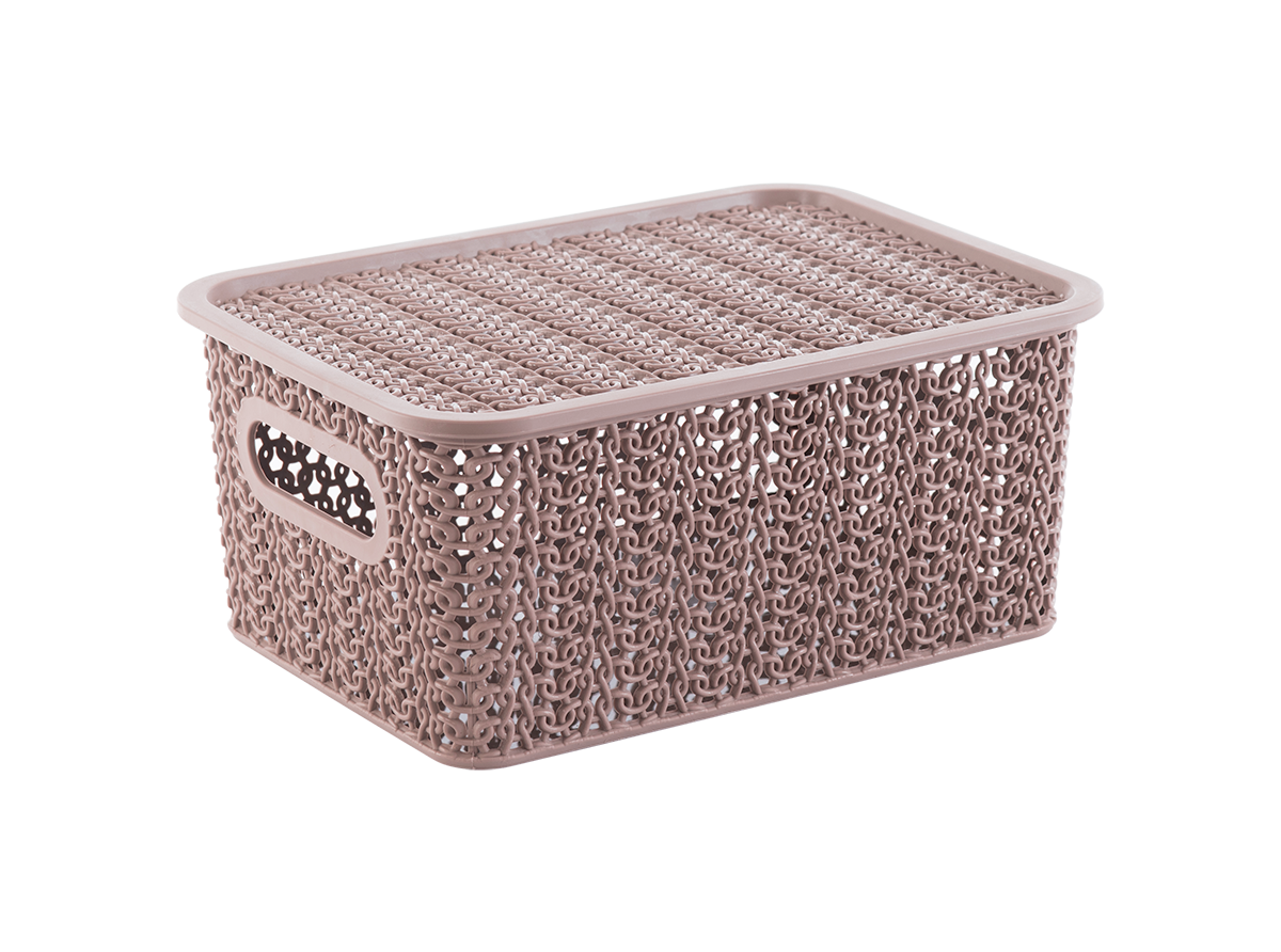 Корзинка Violet Вязь 3л 23*17*10см с крышкой розовый нюд Арт.5311/11