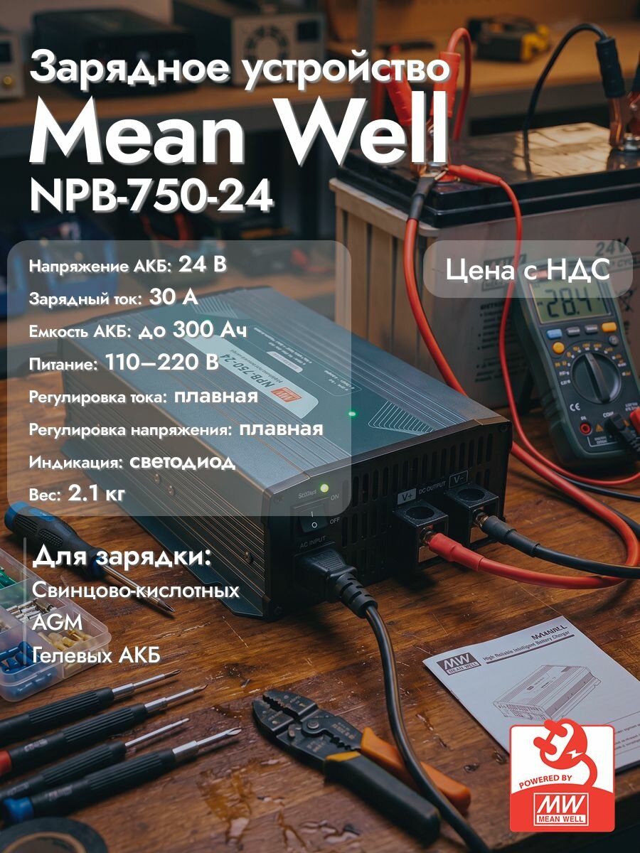 Умное зарядное устройство AC-DC Mean Well NPB-750-48