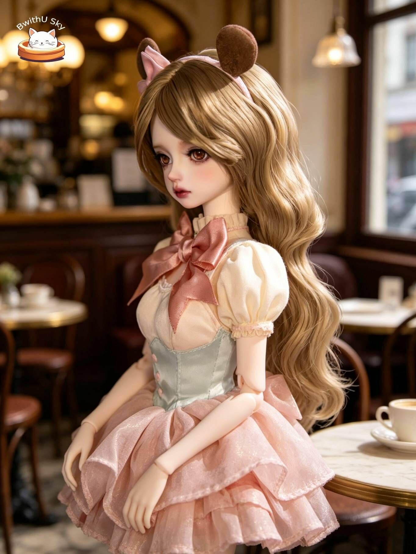 BwithUSky Beeno 1/4 BJD: Лолита-костюм с ушками мишки и аниме-головой