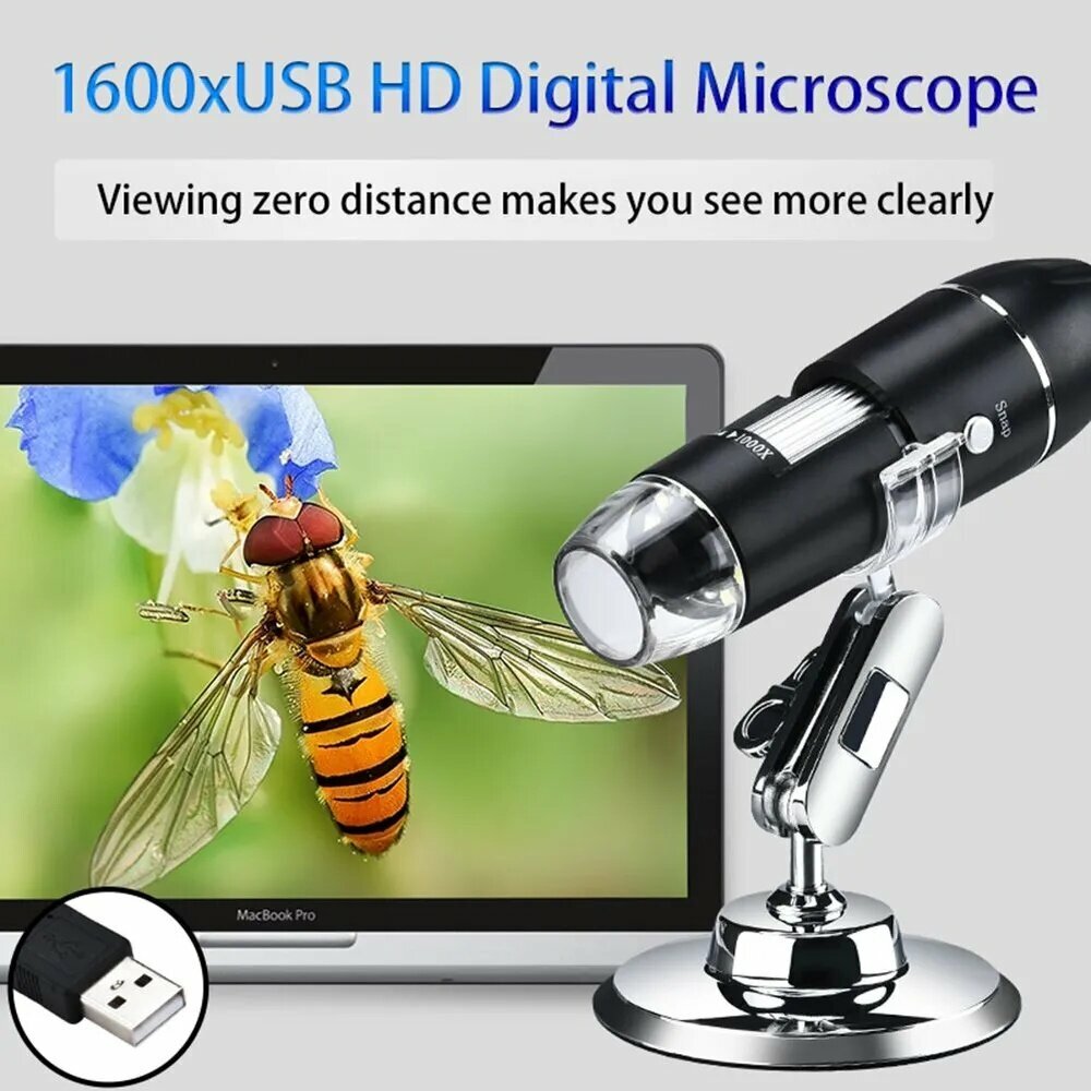 Цифровой микроскоп 1600 с USB и 8 LED