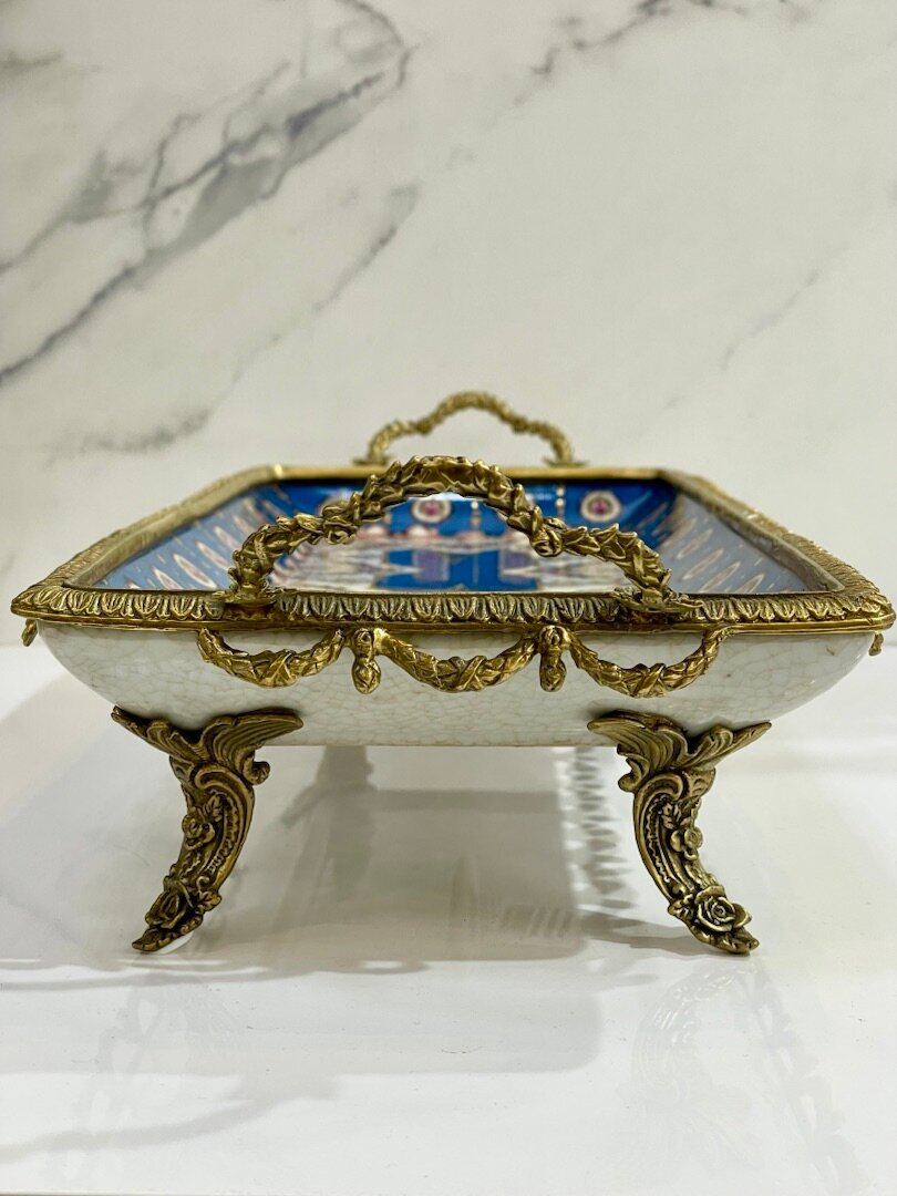 Поднос декоративный фарфор синий Casaentera 43х18х9 см CE04-31G2043/C716EC/NB4106