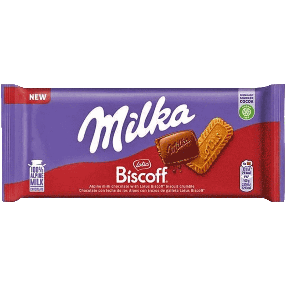 Шоколад Milka Lotus Biscoff с кусочками карамелизированного печенья молочный 90 г
