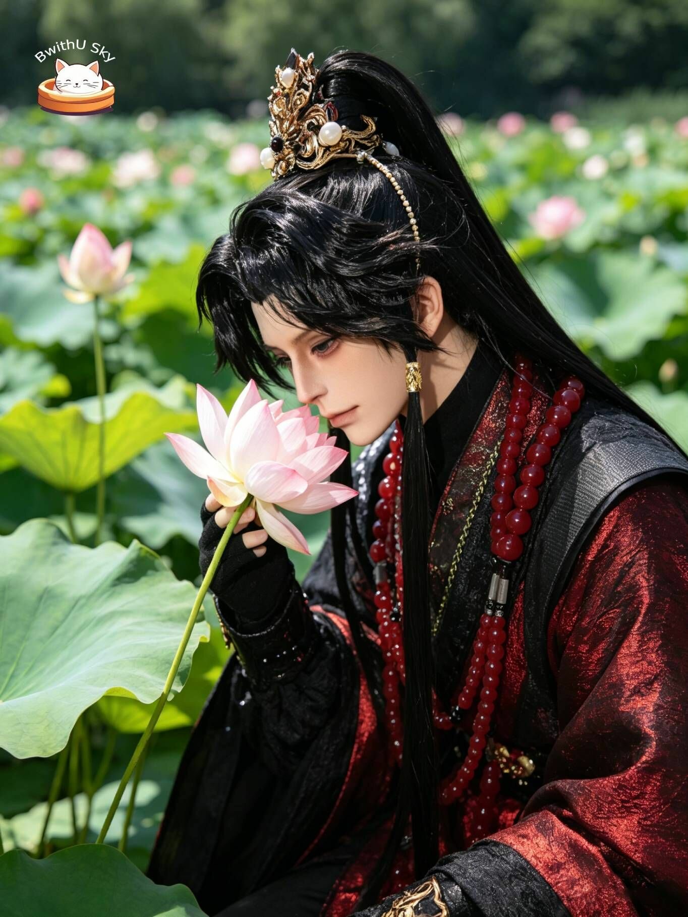 BwithUSky Jinnian 1/3 BJD Кукла: Атмосферный восточный наряд с золотыми украшениями, стильный фэнтезийный дизайн