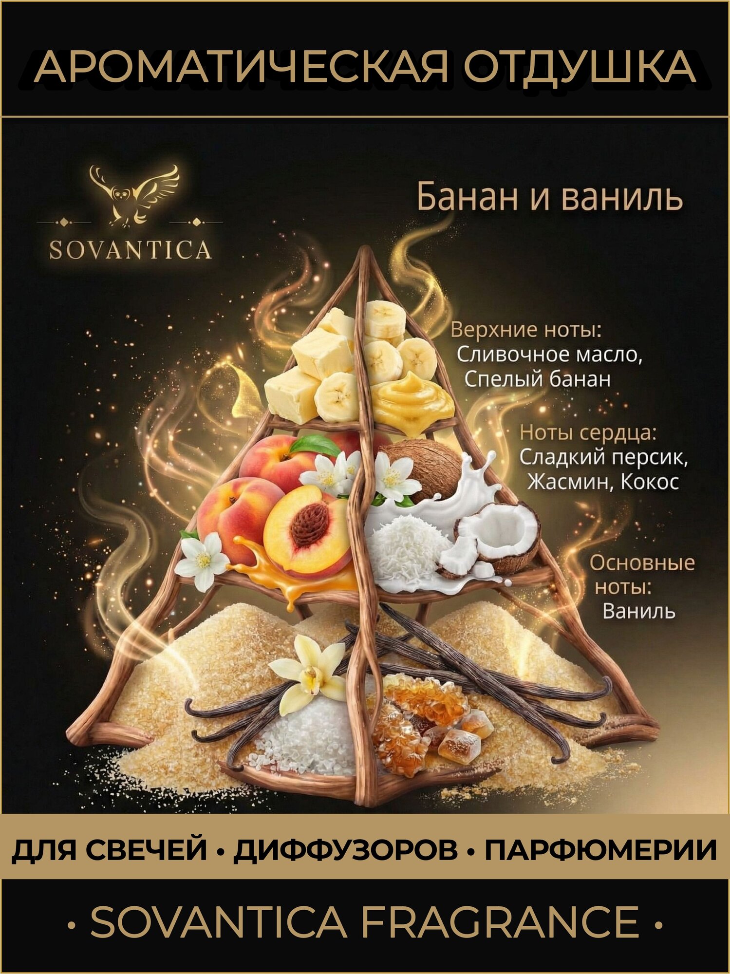 Ароматическая отдушка 50 г Банан и ваниль (Banana and vanilla), Sovantica