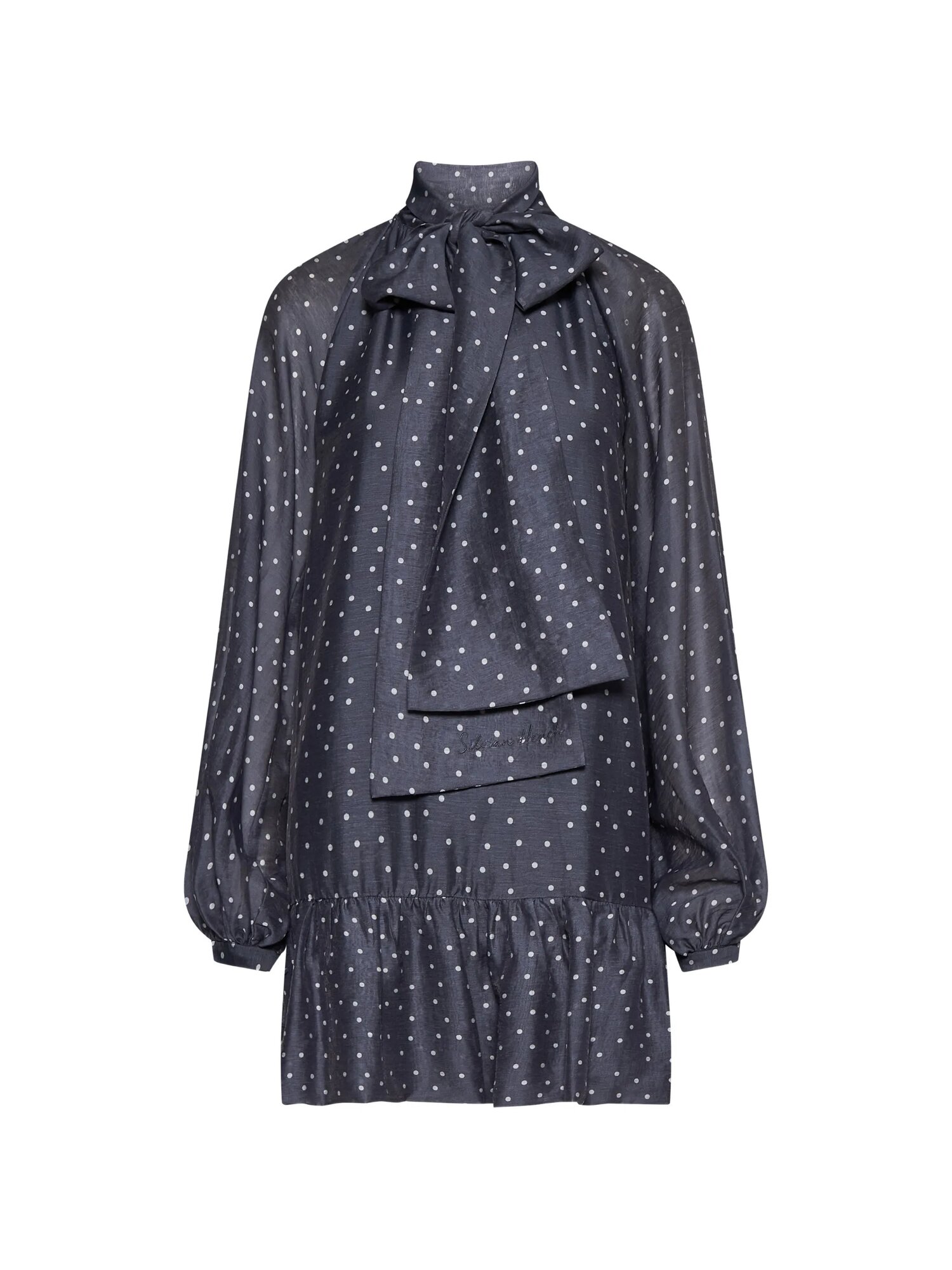 Платье Polka-dot ruffle-trim dress