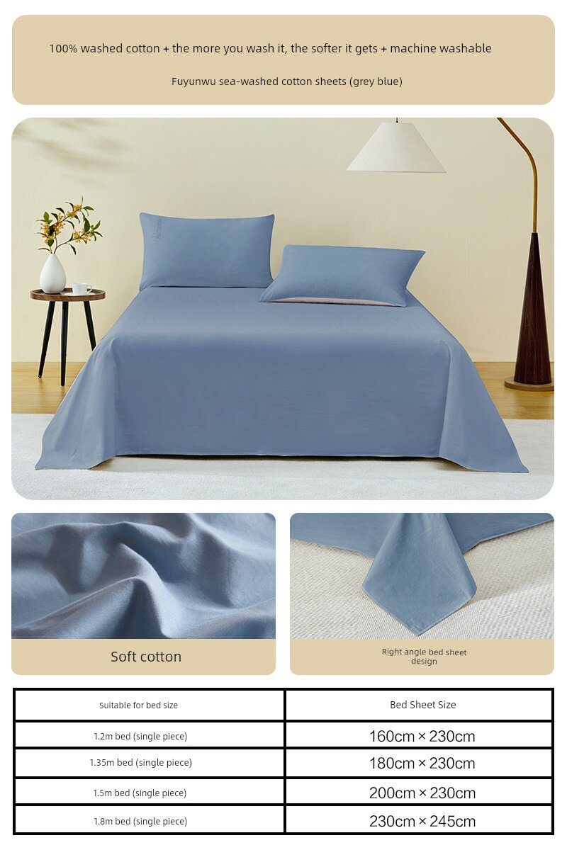 Постельное белье из стираного хлопка Mercury Home Textiles, однокомпонентное, подходит для сна без одежды, можно