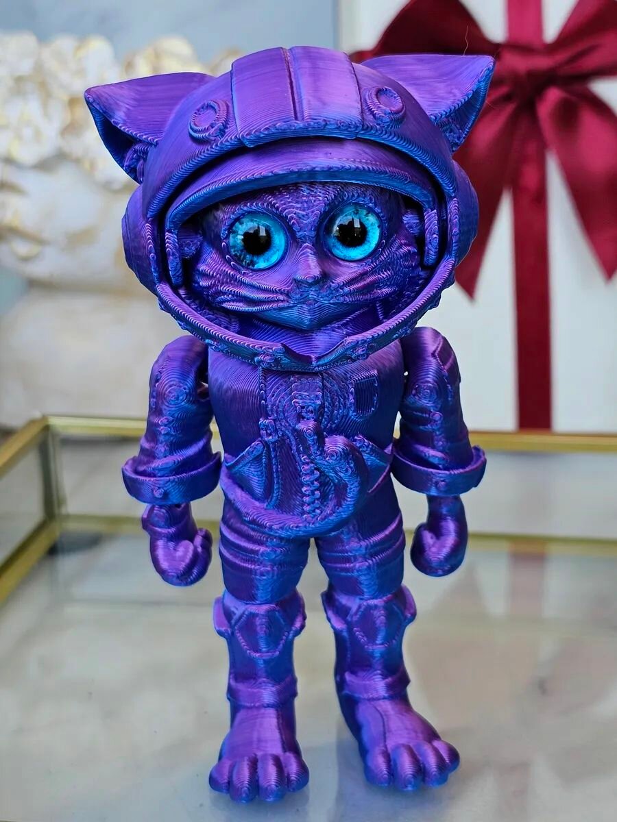 Котёнок космонавт антистресс 3D фигурка подвижная 10 5см