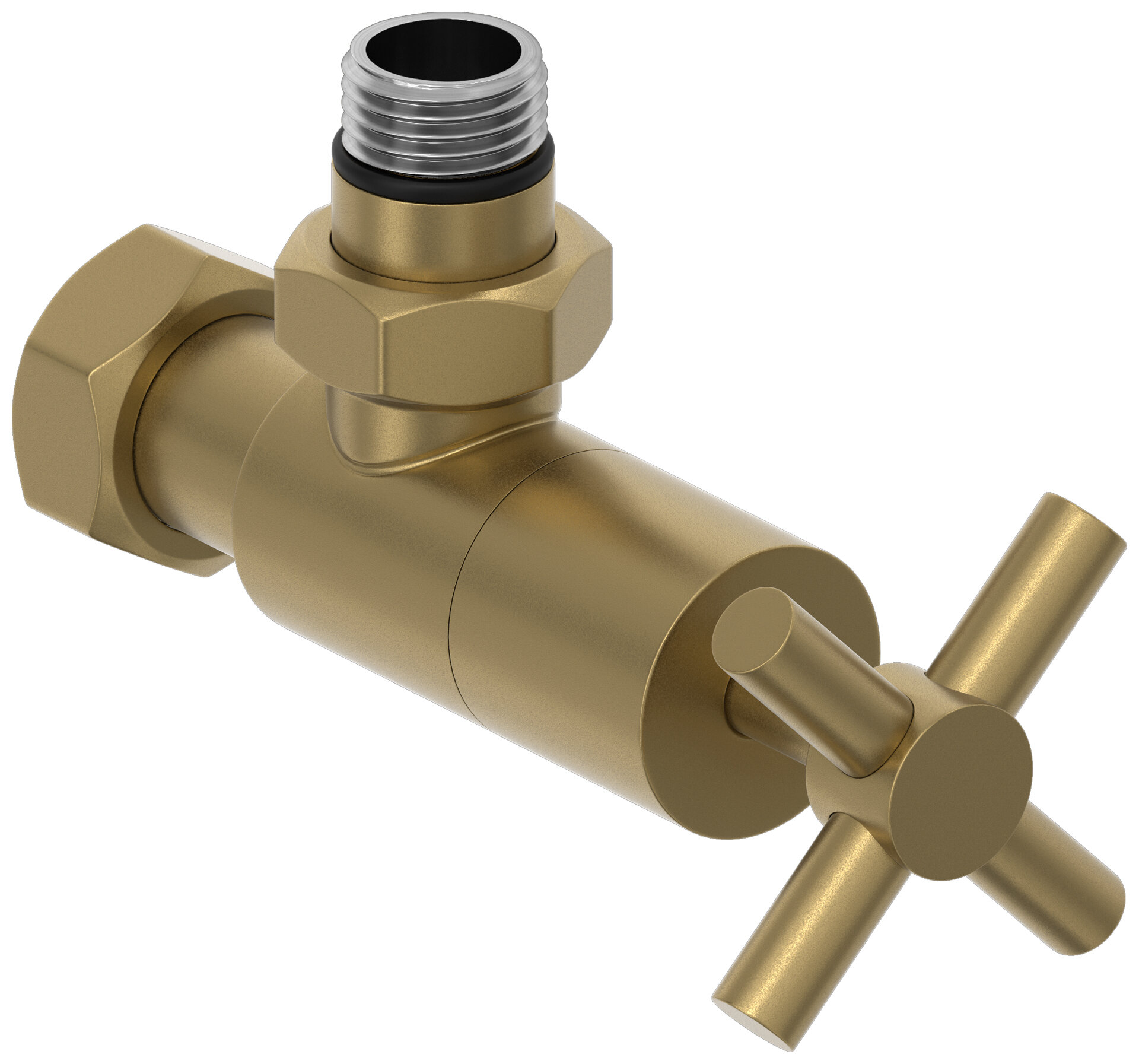 Вентиль угловой (крест) G 1/2" НР х G 3/4" НГ (Золотой шёлк) Золотой шёлк