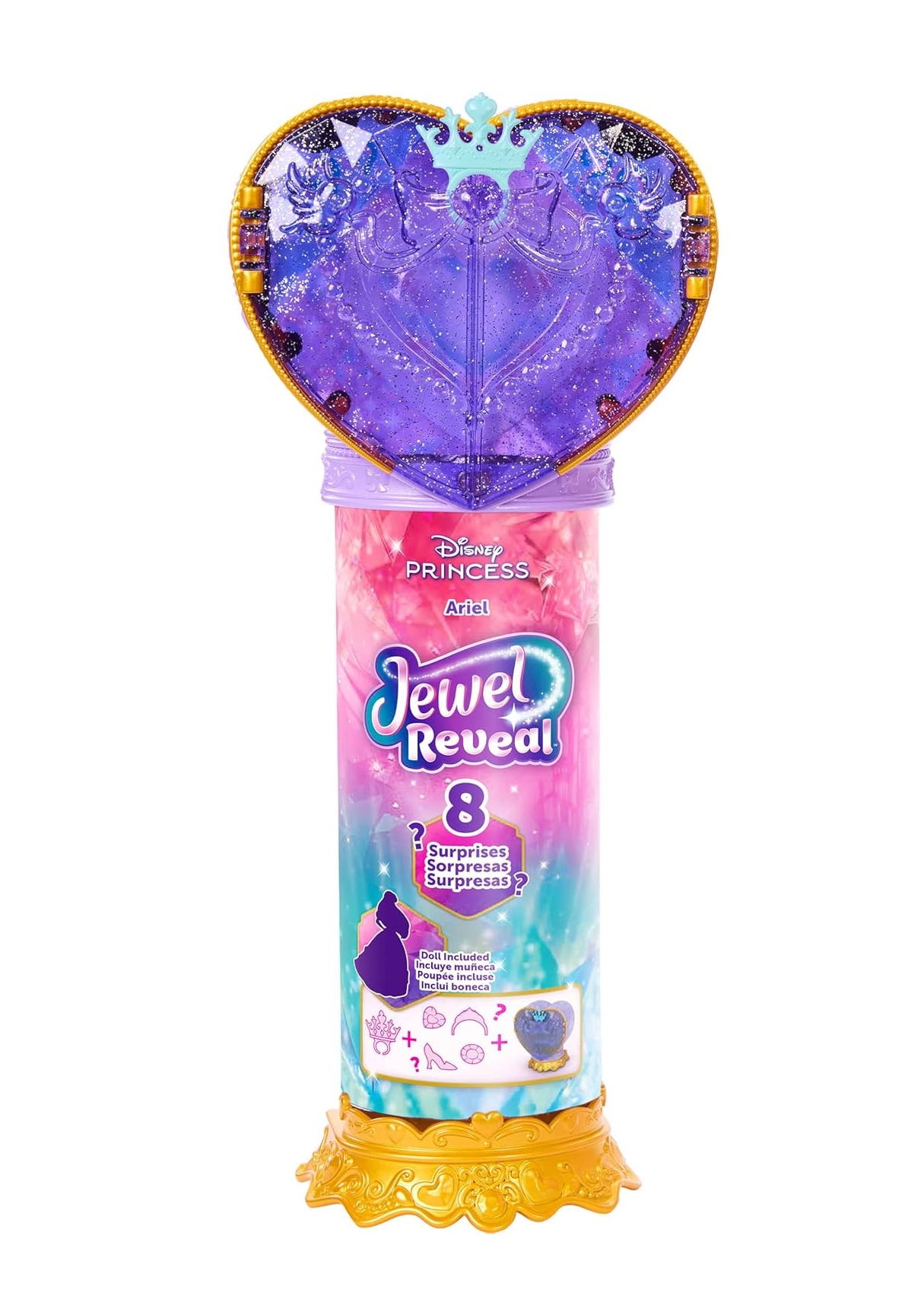 Кукла Mattel Disney Ариэль с 8 сюрпризами и 10 аксессуарами JHL49, розовый
