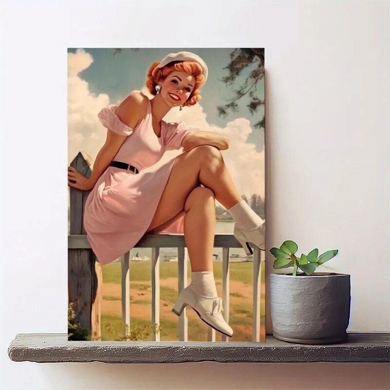 Девушки в стиле пин-ап, ретро-постер, табличка на жести 20x30cm