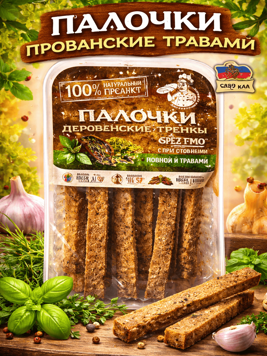 Палочки Деревенские Гренки с прованскими травами, 100г