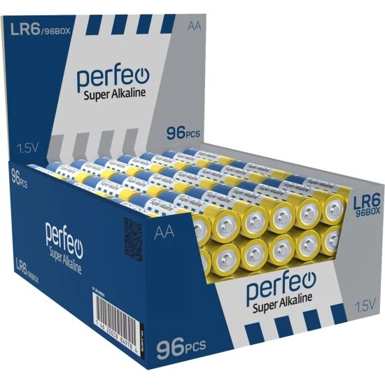 Батарейка алкалиновая Perfeo Super Alkaline LR6/96BOX, тип AA, 96шт, коробка