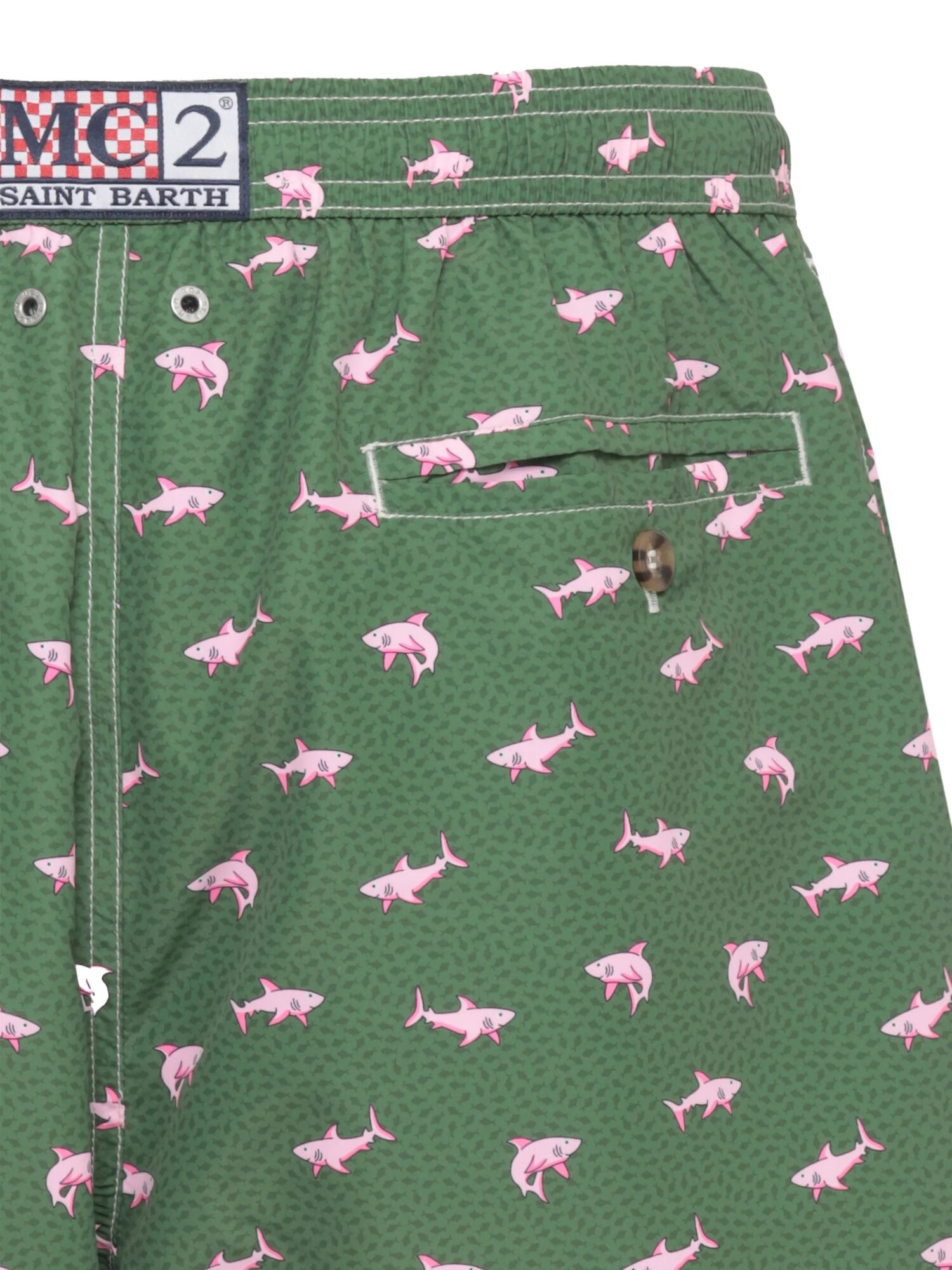 Шорты для плавания MC2 Saint Barth Shark-print drawstring swim shorts, размер L, green — фото 1