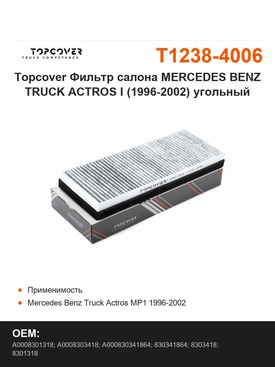 Topcover Фильтр салона MERCEDES BENZ TRUCK ACTROS I (1996-2002) угольный
