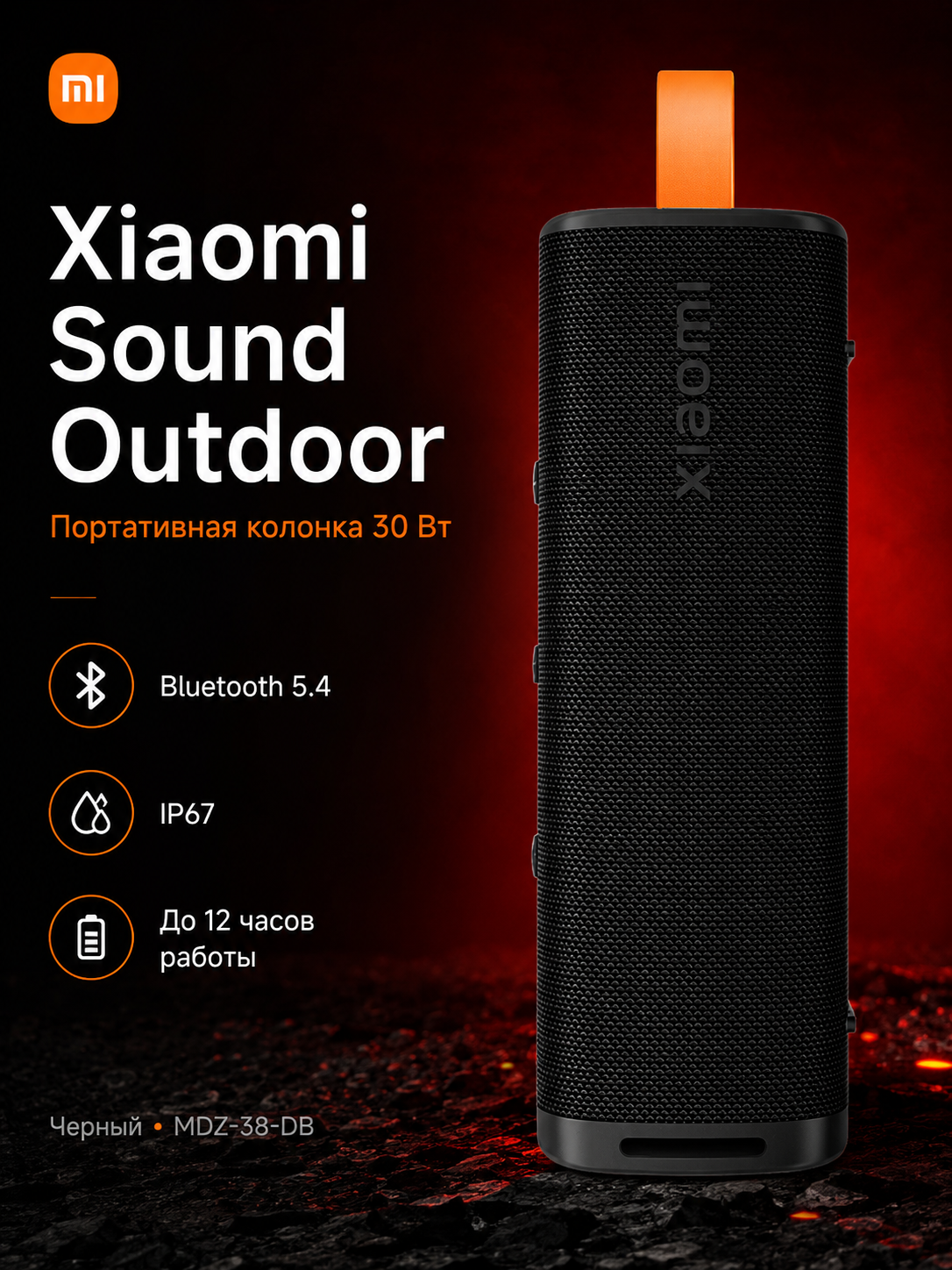 Портативная колонка Xiaomi Sound Outdoor 30W Black, Bluetooth 5.4, IP67, до 12 ч (Global)