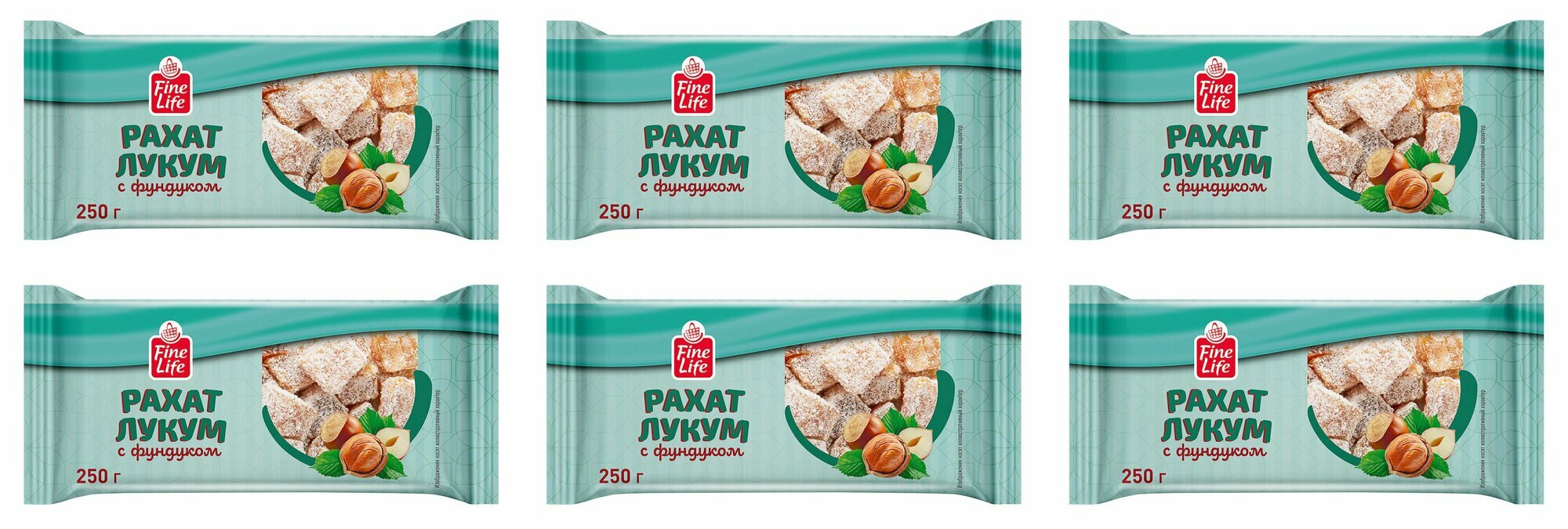 Fine Life Рахат лукум с фундуком, 250г, 6 шт