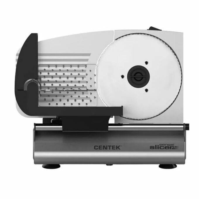Ломтерезка Centek CT-1380, 4.16 кг, Серебристый / Серый металлик, Черный (элементы управления, детали корпуса)