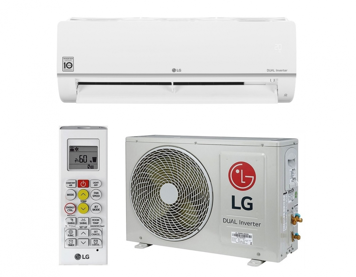 Сплит-система LG PC12SQ белый, охлаждение 3500Вт, обогрев 4000Вт, площадь 35кв. м
