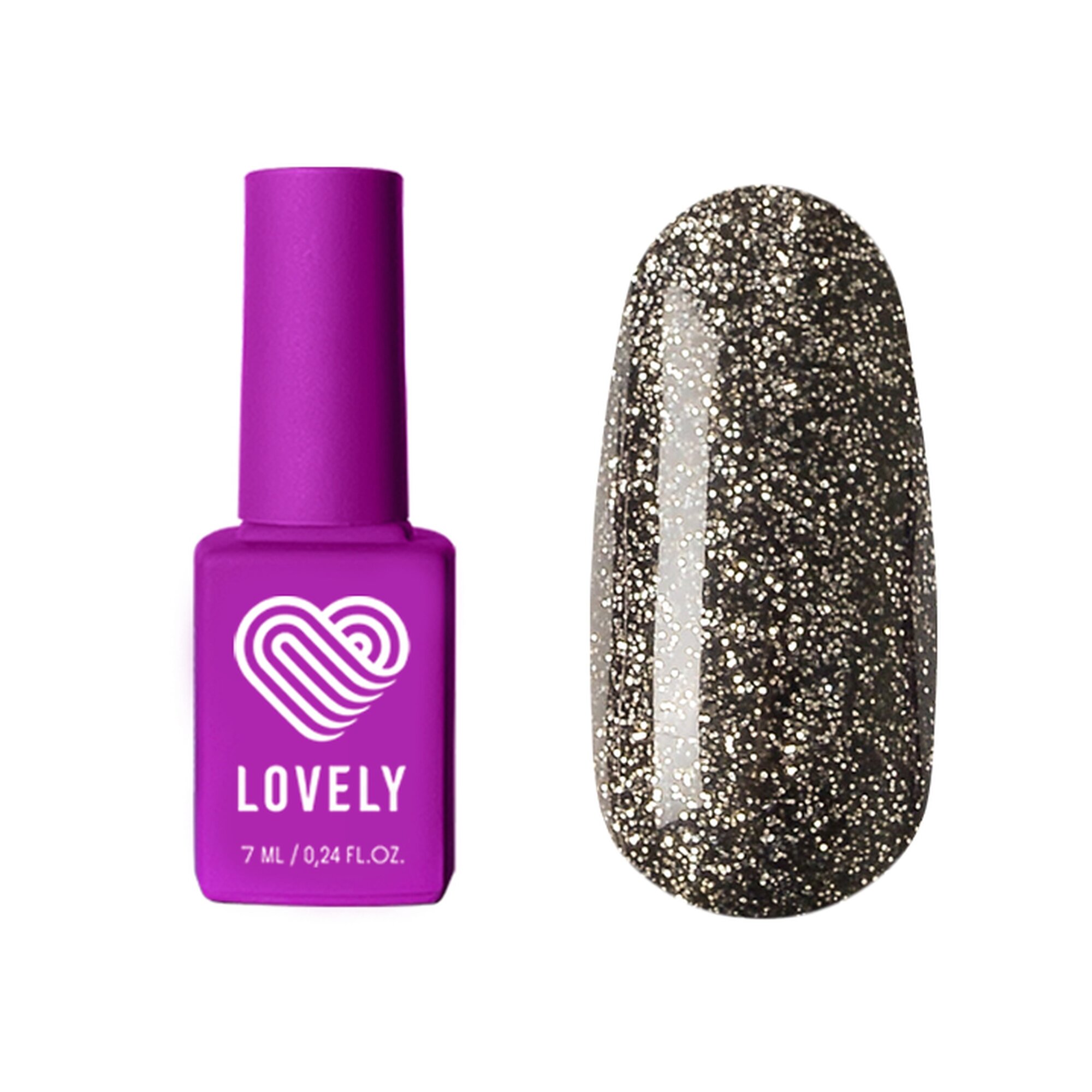 Гель-лак Lovely Jewel черный бриллиант со светоотражающими частицами, 7 ml