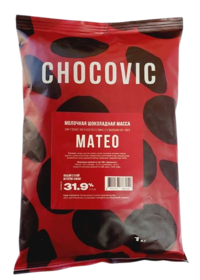 Шоколад кондитерский Матео, молочный, содержание какао 31,9 % , от Chocovic , 1 кг