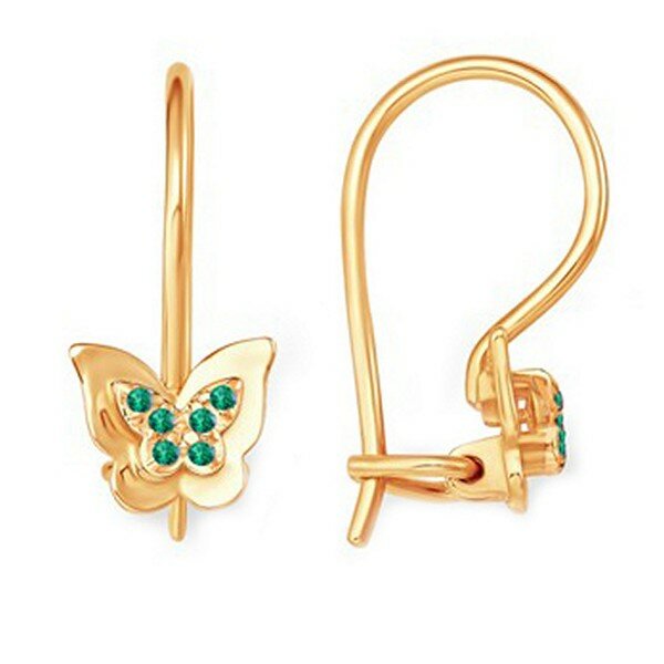 Серьги, красное золото, 585 проба, фианит