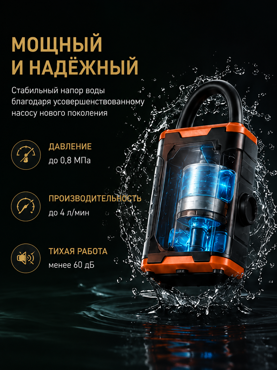 Походный душ , портативный аккумуляторный для дачи, кемпинга и отключения горячей воды — фото 1