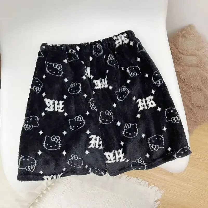 MINISO Флисовые шорты с мультяшным рисунком Hello Kitty для зимы, домашняя одежда для девочек, удобные и универсальные, оптовая продажа, Размер: XL