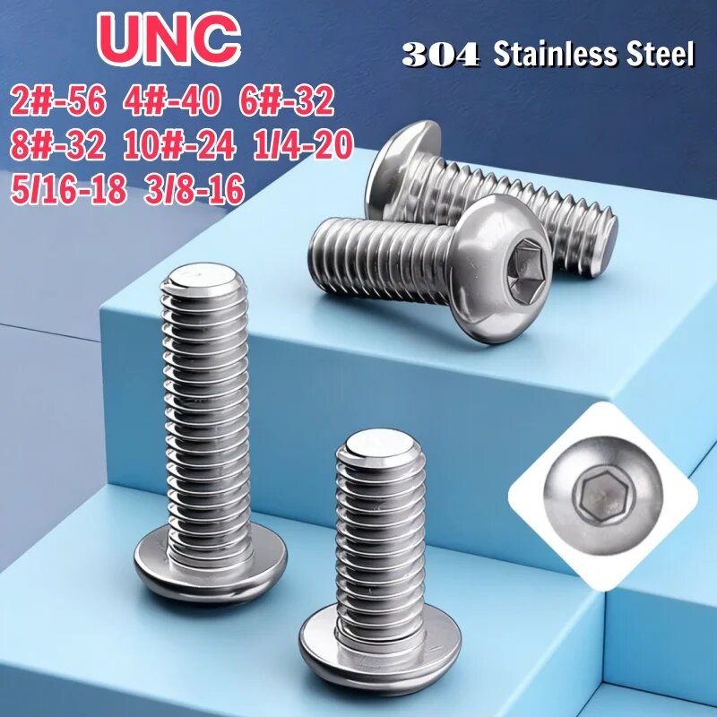 Винты UNC из нержавеющей стали 304, 8-32x1I2, 2шт
