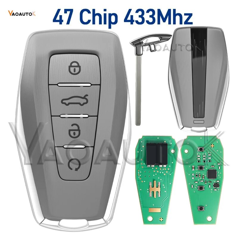 Ключ-пульт 433MHz, чип 47, серый, Geely