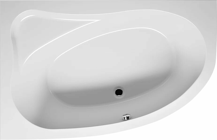 Акриловая ванна Riho Lyra R 140x90, на ножках, угловая, правая, пристенная, белая, глянцевая, со сливом-переливом, асимметричная
