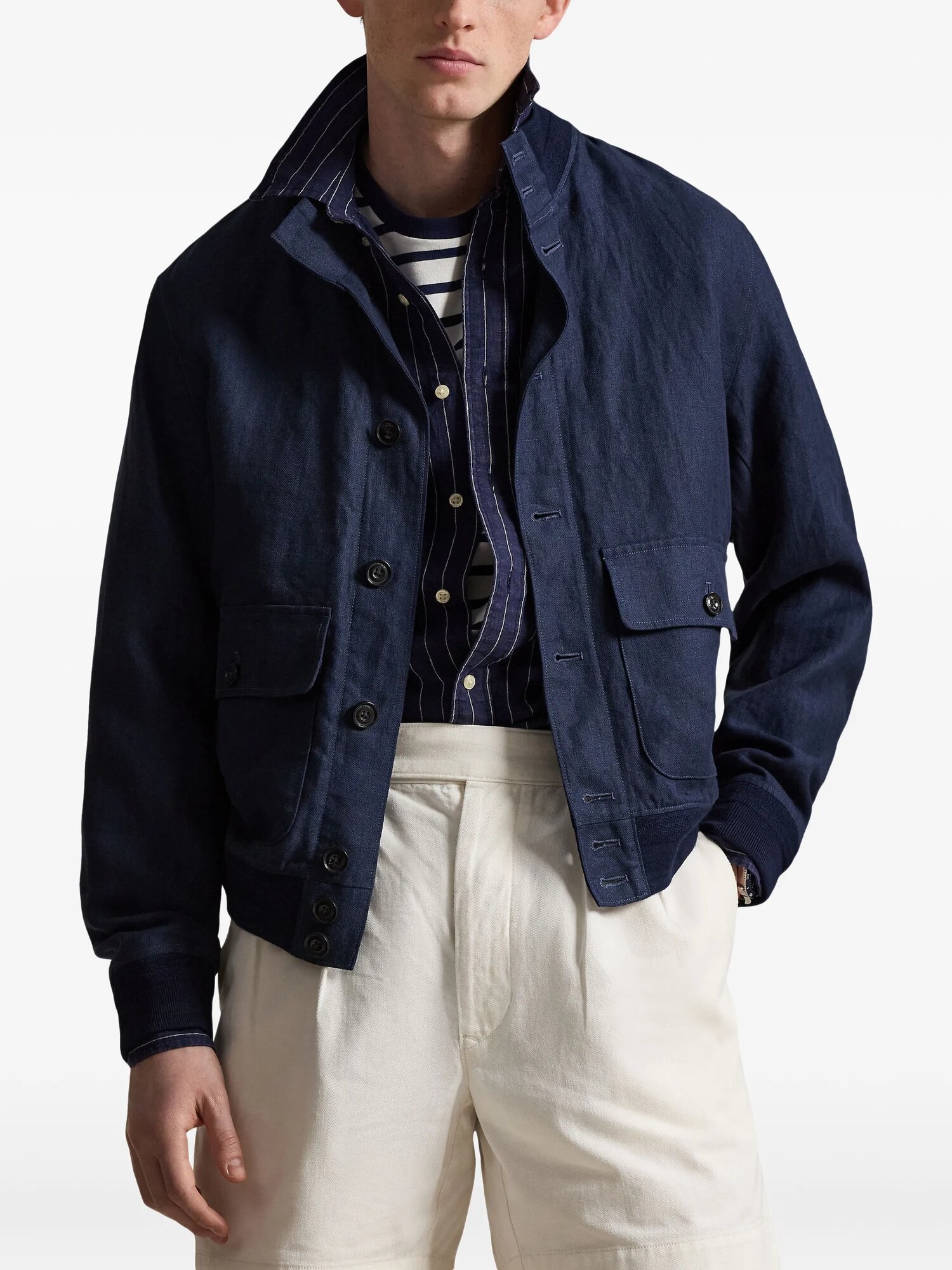 Куртка Polo Ralph Lauren Button-up bomber jacket, размер 56, blue — фото 1