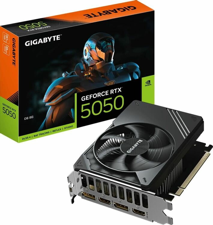 Видеокарта Gigabyte PCI-E 5.0 GV-N5050D6-8GD 1.0, NVIDIA GF RTX 5050 8Gb 128bit GDDR6, черный