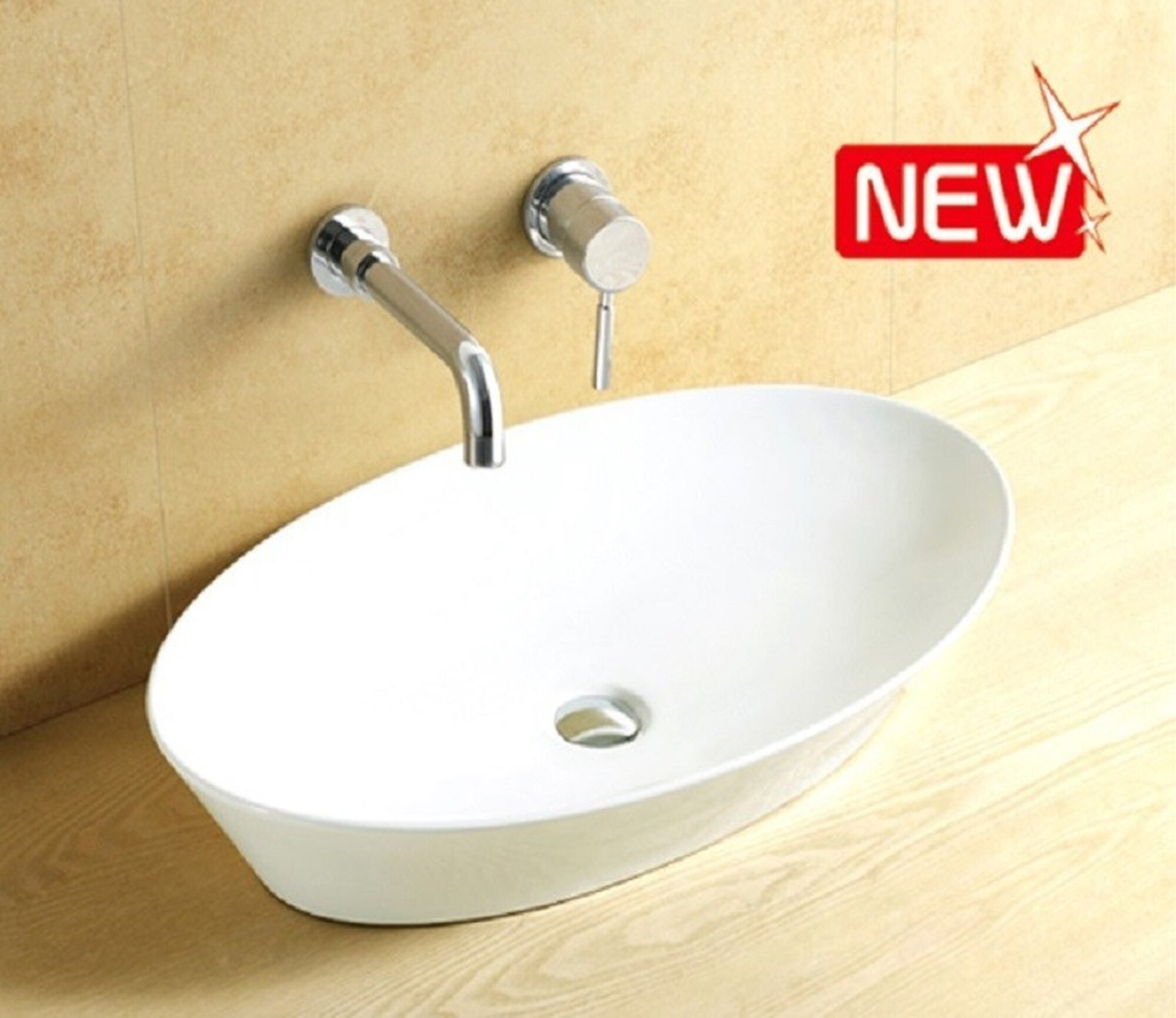 Раковина CeramaLux 9397, 11.5х37х60.5 см, накладная, овальная, фаянс, белый