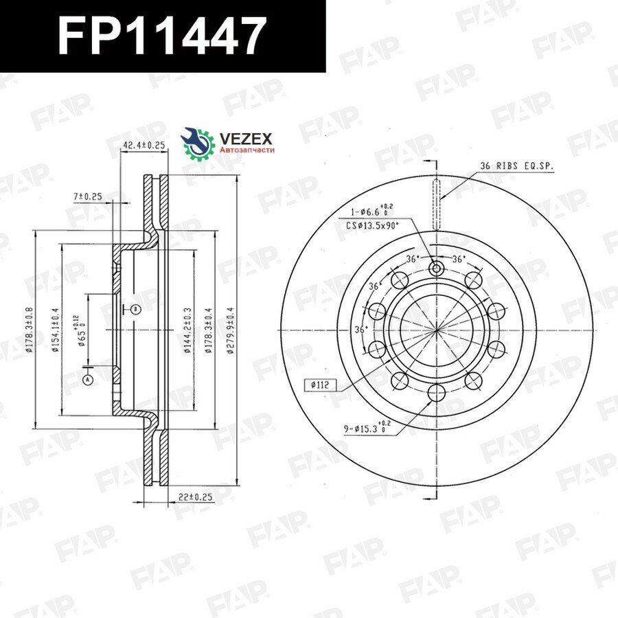 FAP FP11447 Тормозной диск с покрытием GEOMET FP11447