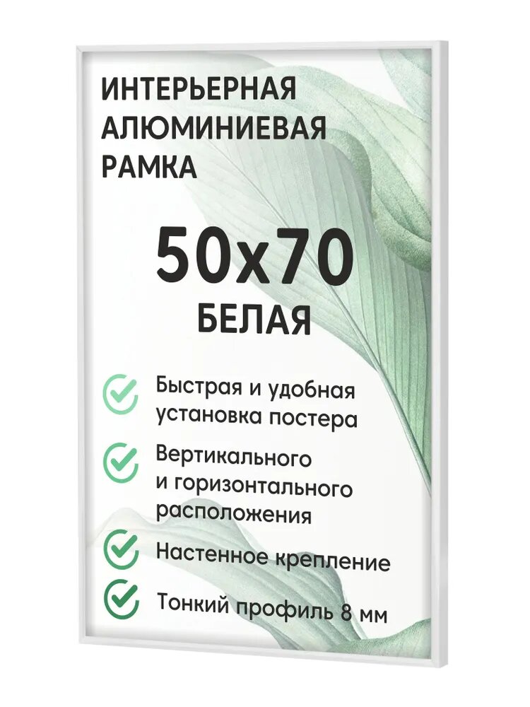 Фоторамка алюминиевая Нельсон БС, 50х70 см, цвет черный/ рамка для постера, картин, творчества / для интерьера
