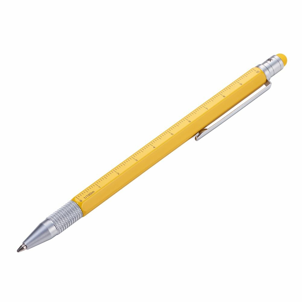 Ручка шариковая TROIKA "Construction Slim", многофункциональная, желтая