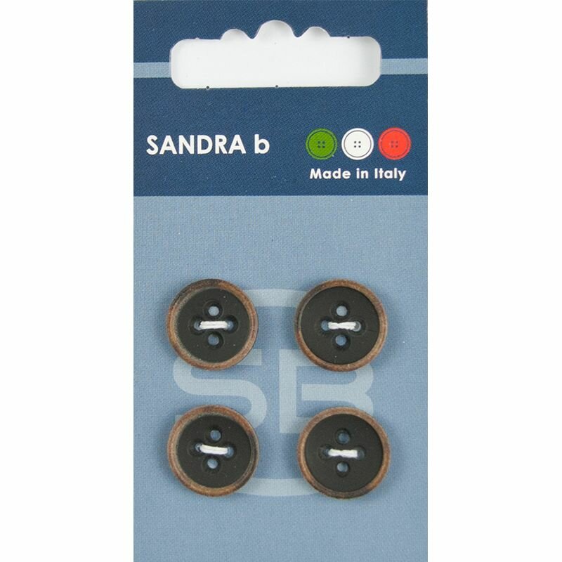 Пуговицы Sandra b Черные, 15 мм, 4 шт