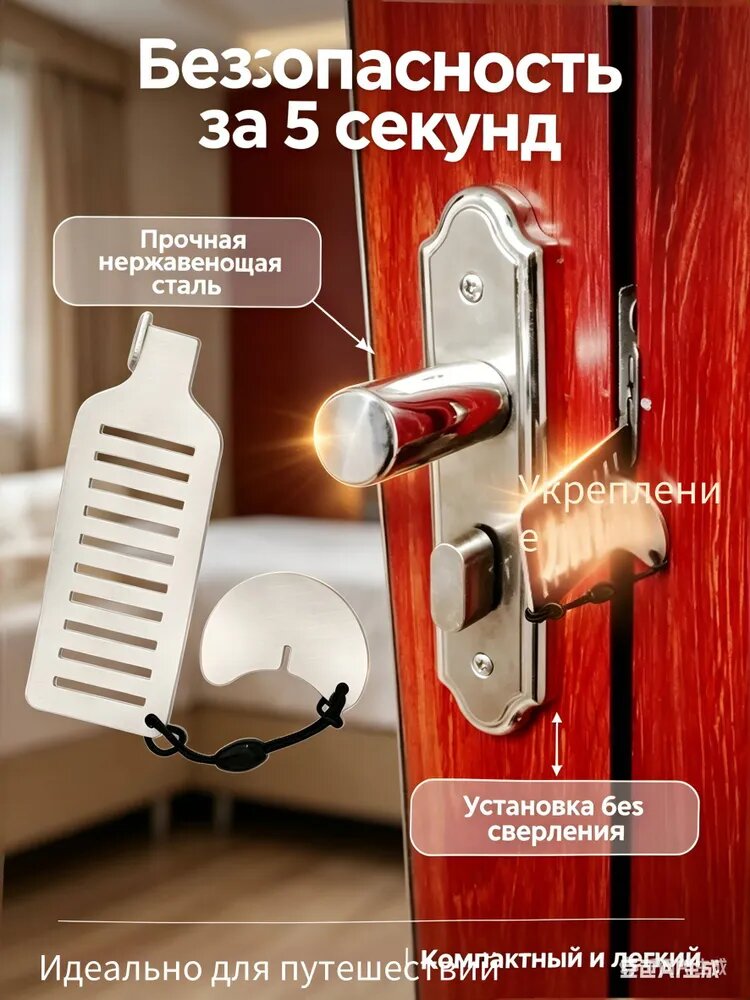 Портативный дверной замок, стоппер для двери-дорожный блокиратор безопасности в путешествиях, защита от взлома и фиксатор в отеле или дома