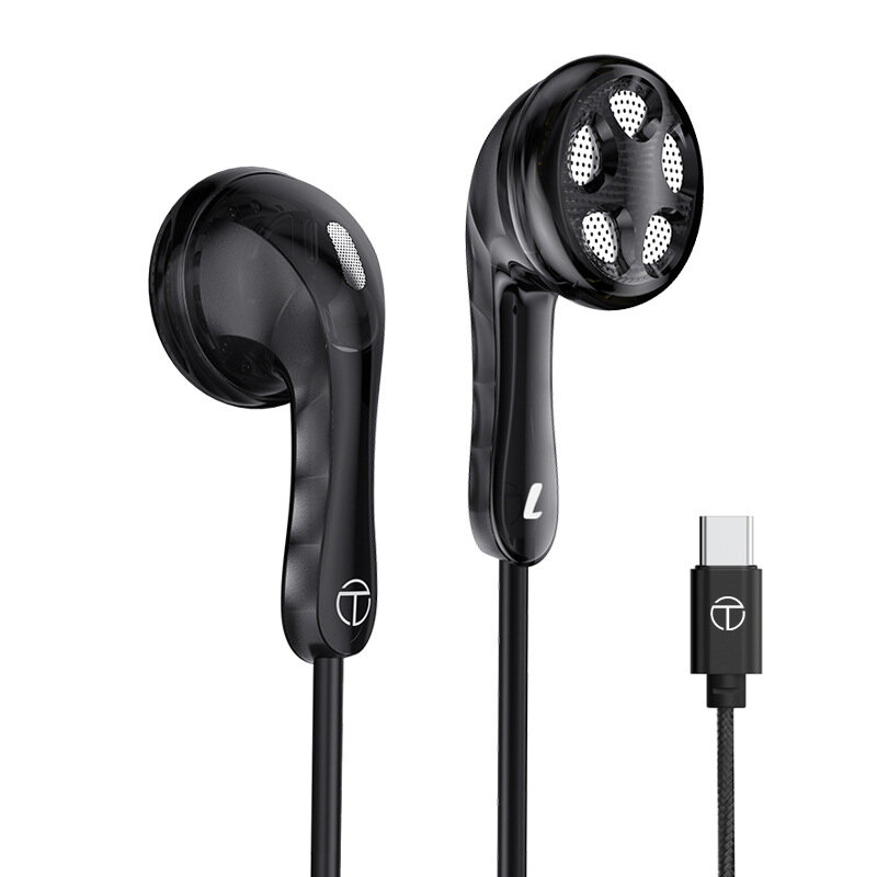 TRN Sea Horse Черные проводные наушники с микрофоном и Type C для мобильного ПК