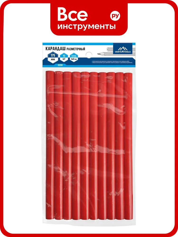 Строительный карандаш vertextools 10 шт 0208