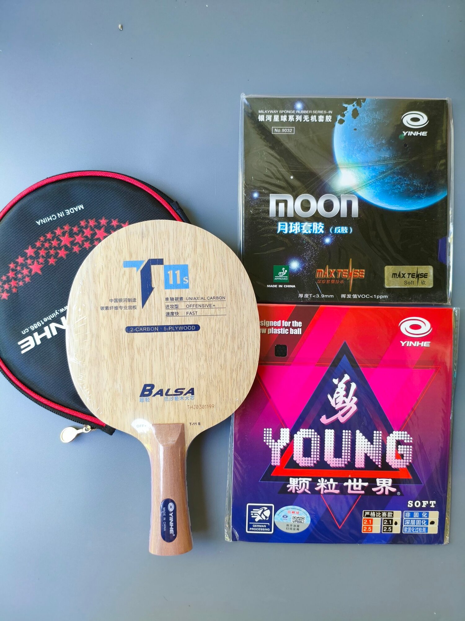 Длинные шипы + гладкая накладка. Yinhe Balsa T11s + Young + moon
