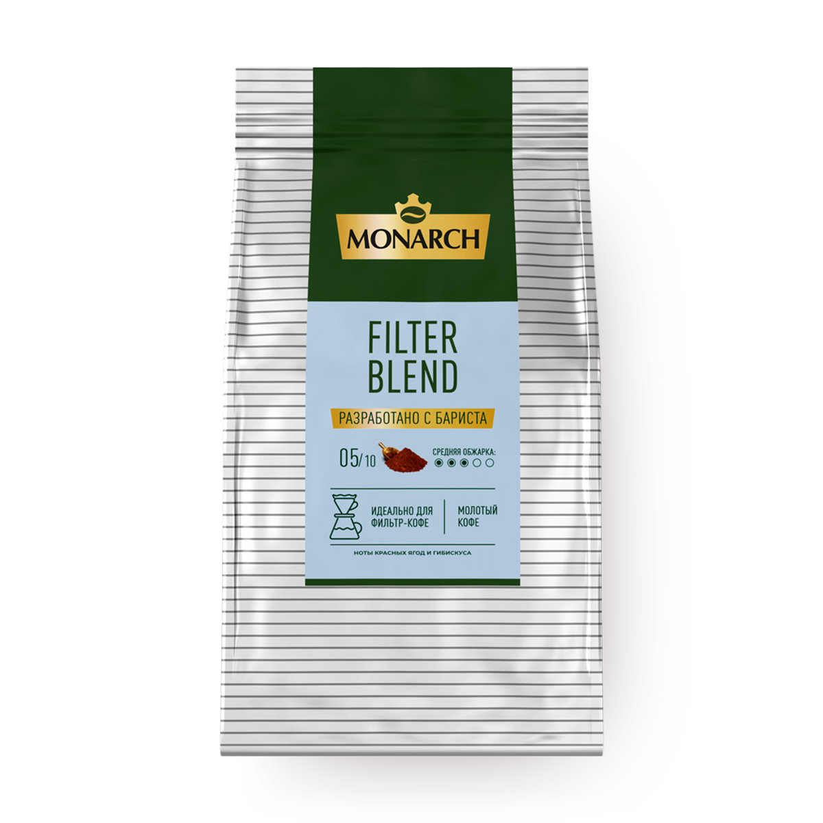 Кофе Monarch Filter Blend, молотый, светлый, 13,9 г белка в 100 г