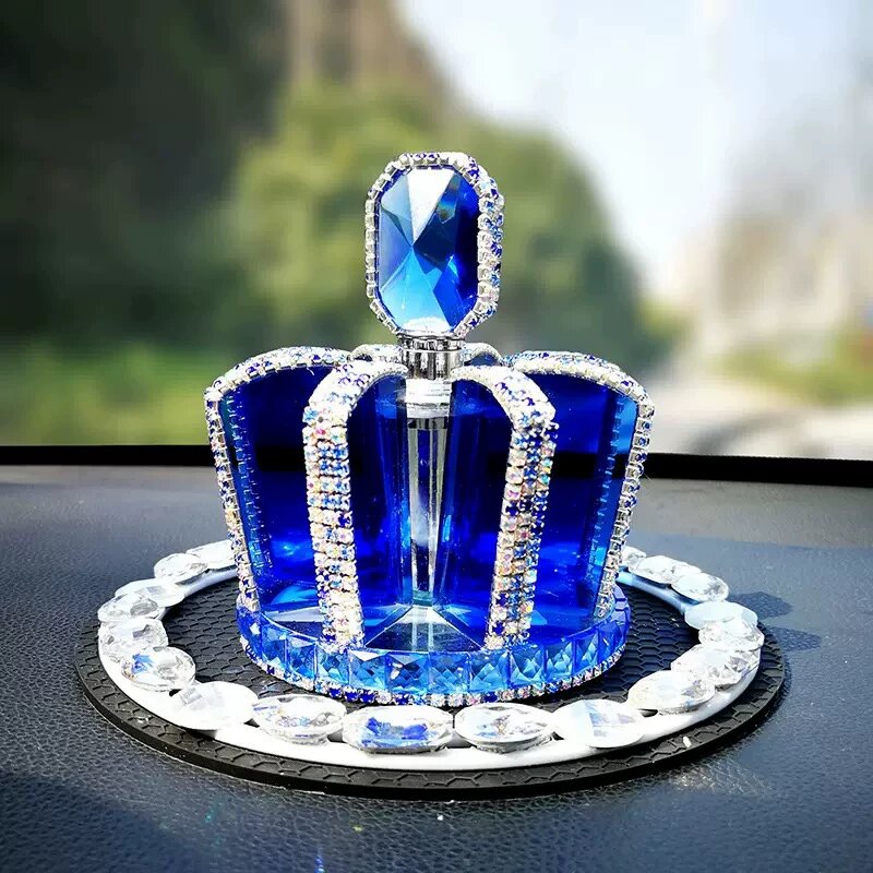 Синяя корона автомобильный ароматизатор с круглой нескользящей подложкой (в комплекте: парфюм и бесследный двусторонний
