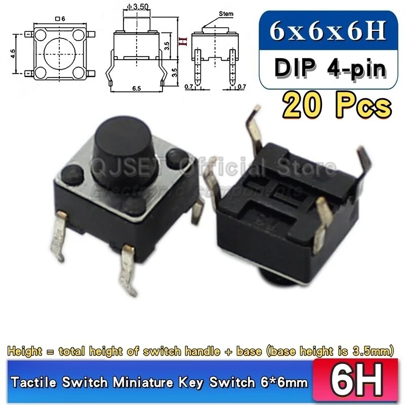 Набор переключателей крана QJSET 6x6mm DIP-6x6x6mm 20pcs
