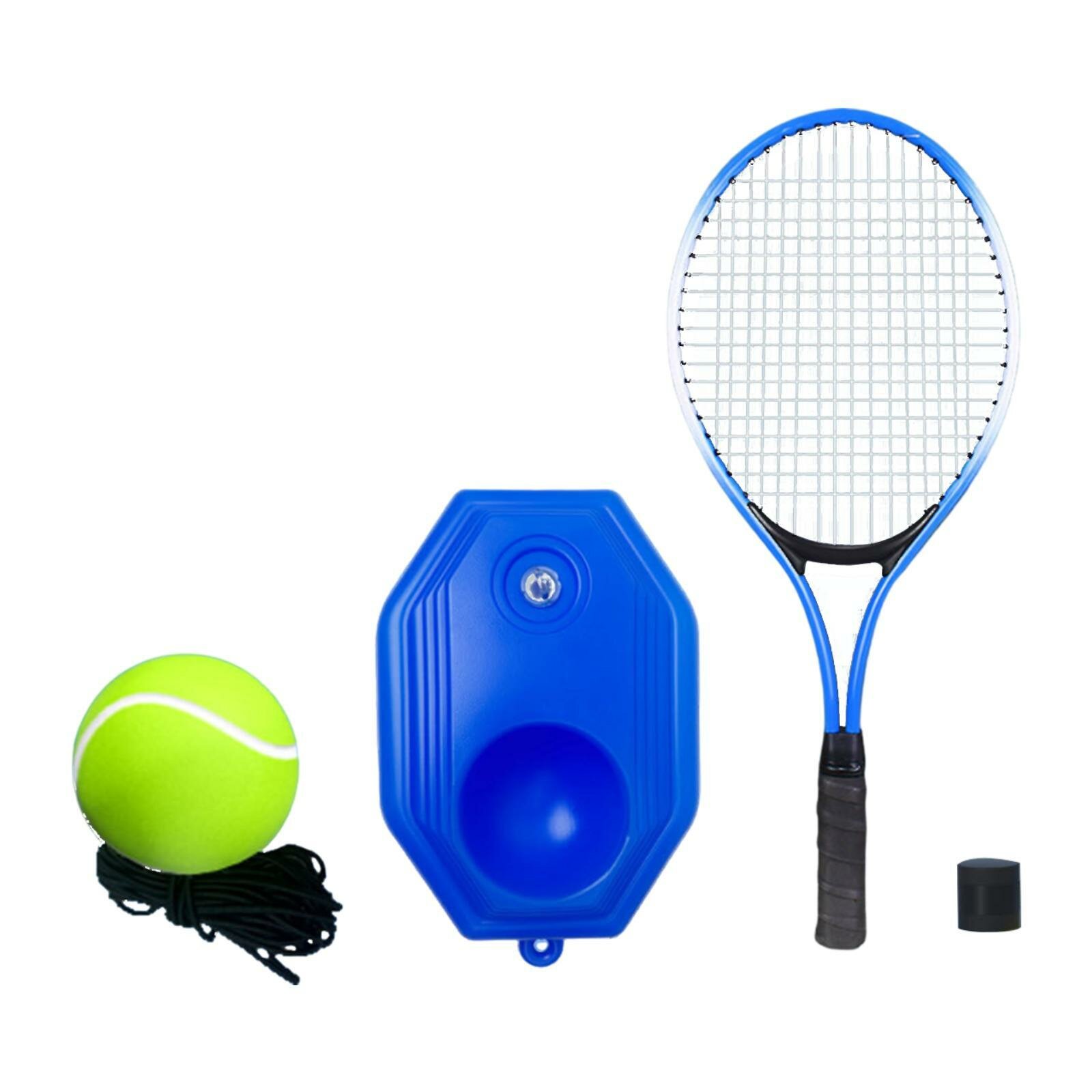 Тренажер для тенниса Solo Tennis Trainer, инструмент для тренировок по теннису для женщин, мужчин, детей, взрослых, начинающих, для детей, синяя ракетка.