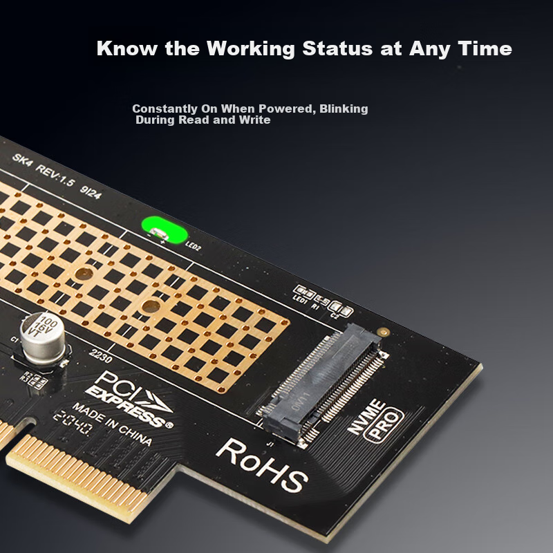 JEYI PCIe в M.2 адаптерная карта поддержка NVMe 64Гбит/с X4/X8/X16 PCIe 4.0/3.0/2.0 расширение для SSD Цвет：PCIe 4.0 X4