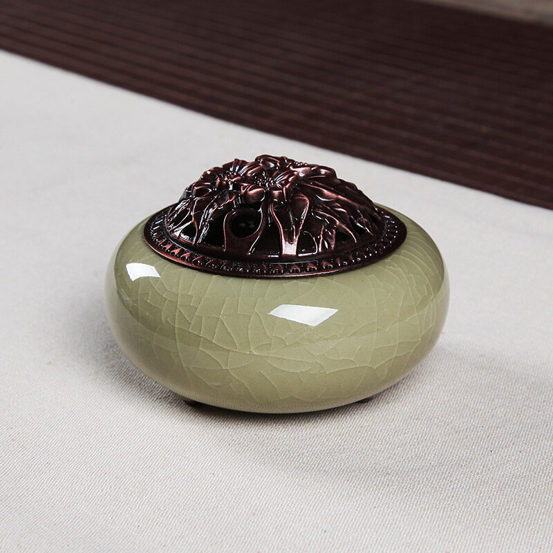 Longquan Celadon курильница рисово-желтый стиль Ге килн трещиноватая керамика домашний диффузор ароматов