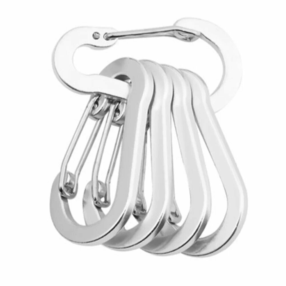 Набор карабинов MEROCA из алюминия 5 шт. Белый, Silver
